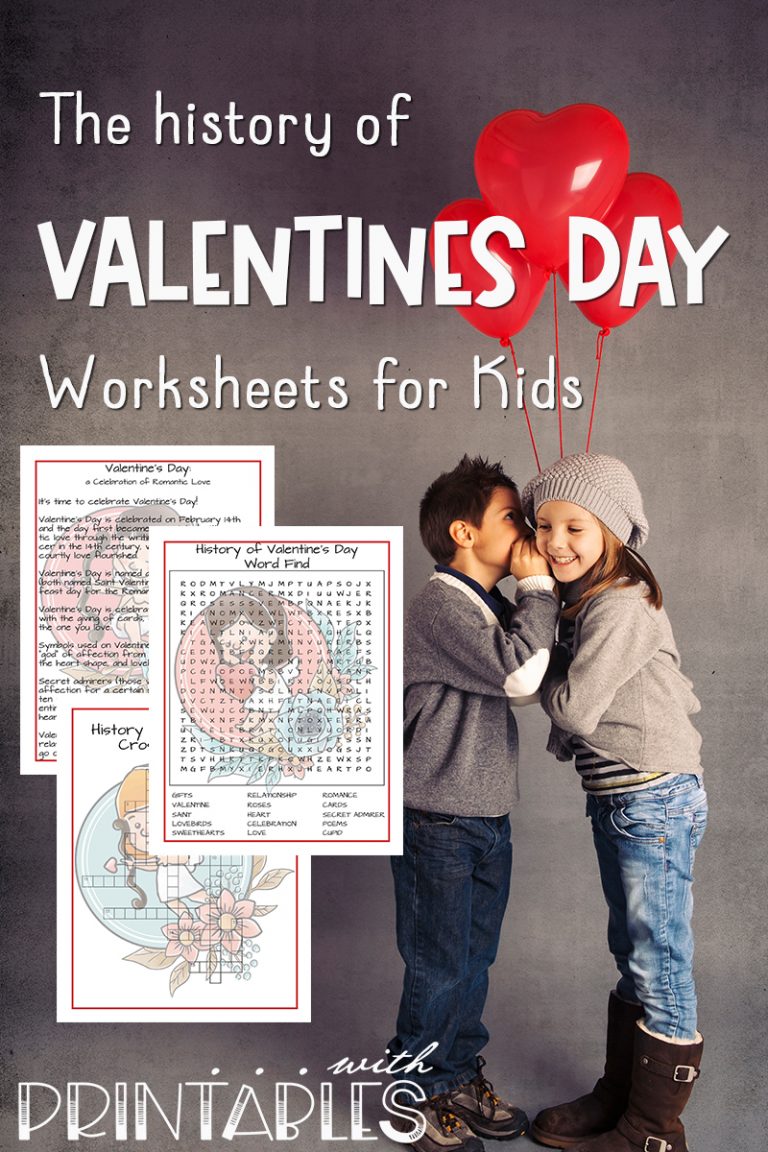 Valentine's Day Word Search Printable and Crossword with the History of ...
